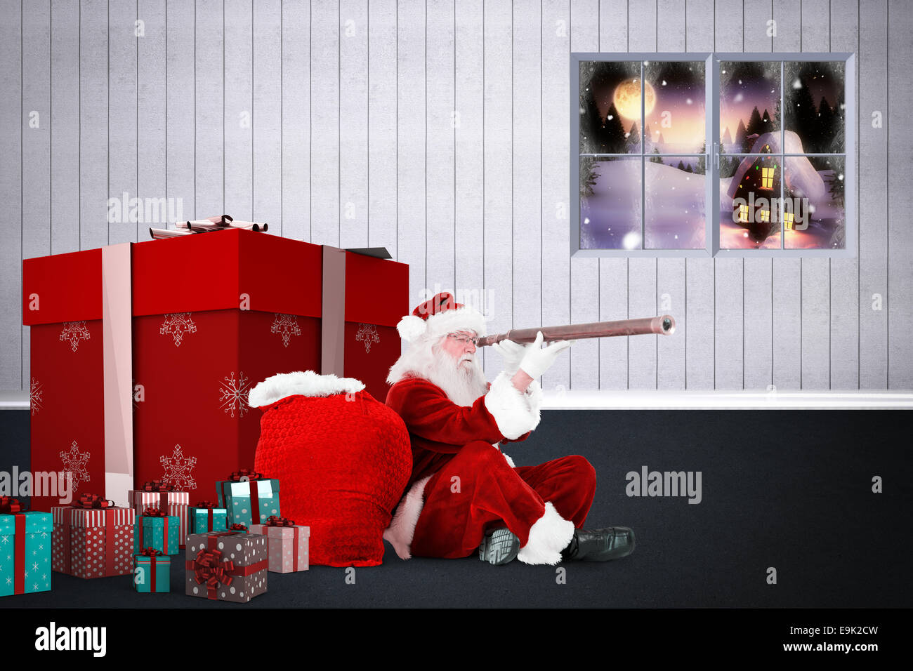 Santa claus looking through window hi-res stock photography and images ...