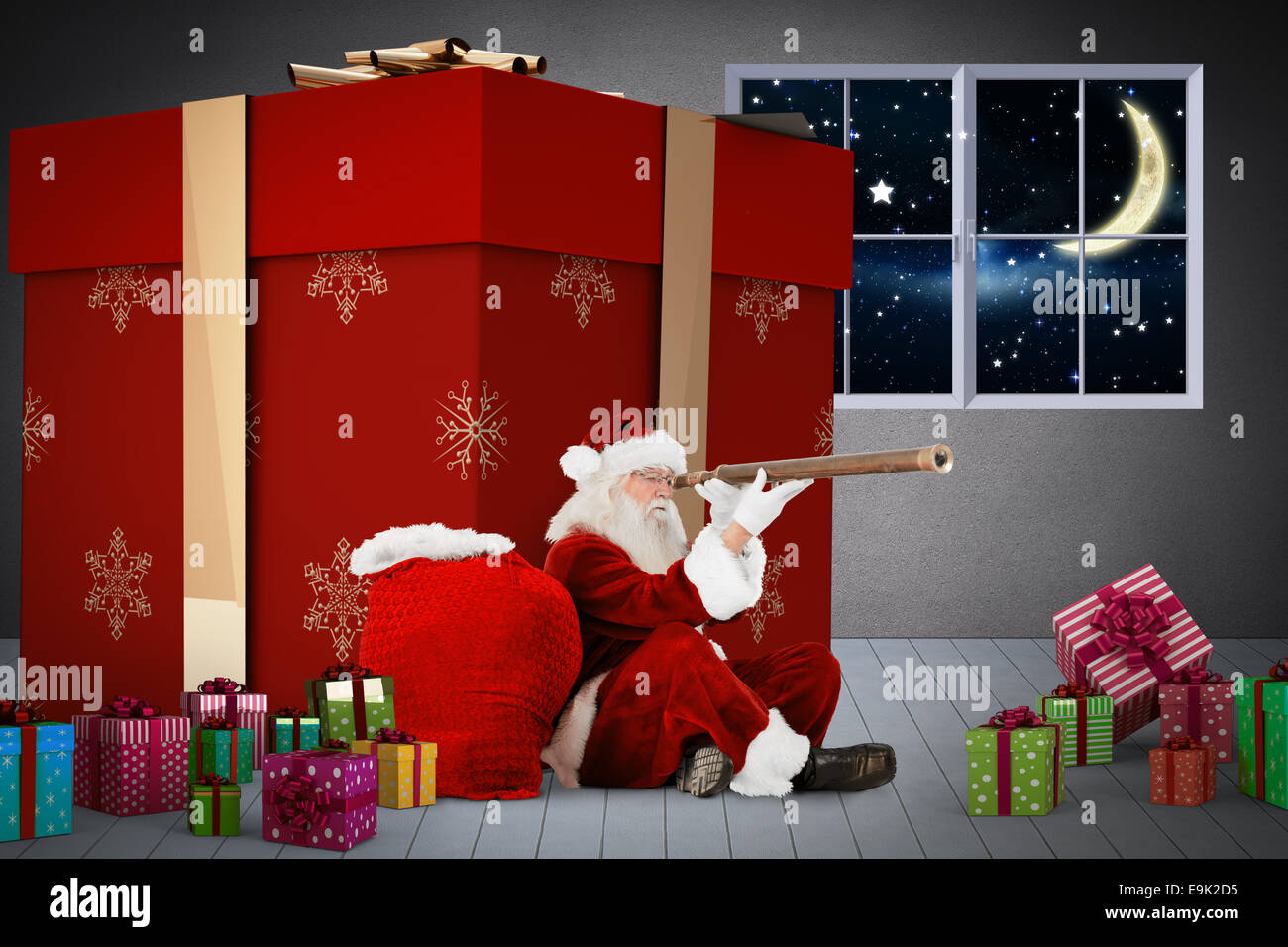 Santa claus looking through window hi-res stock photography and images ...