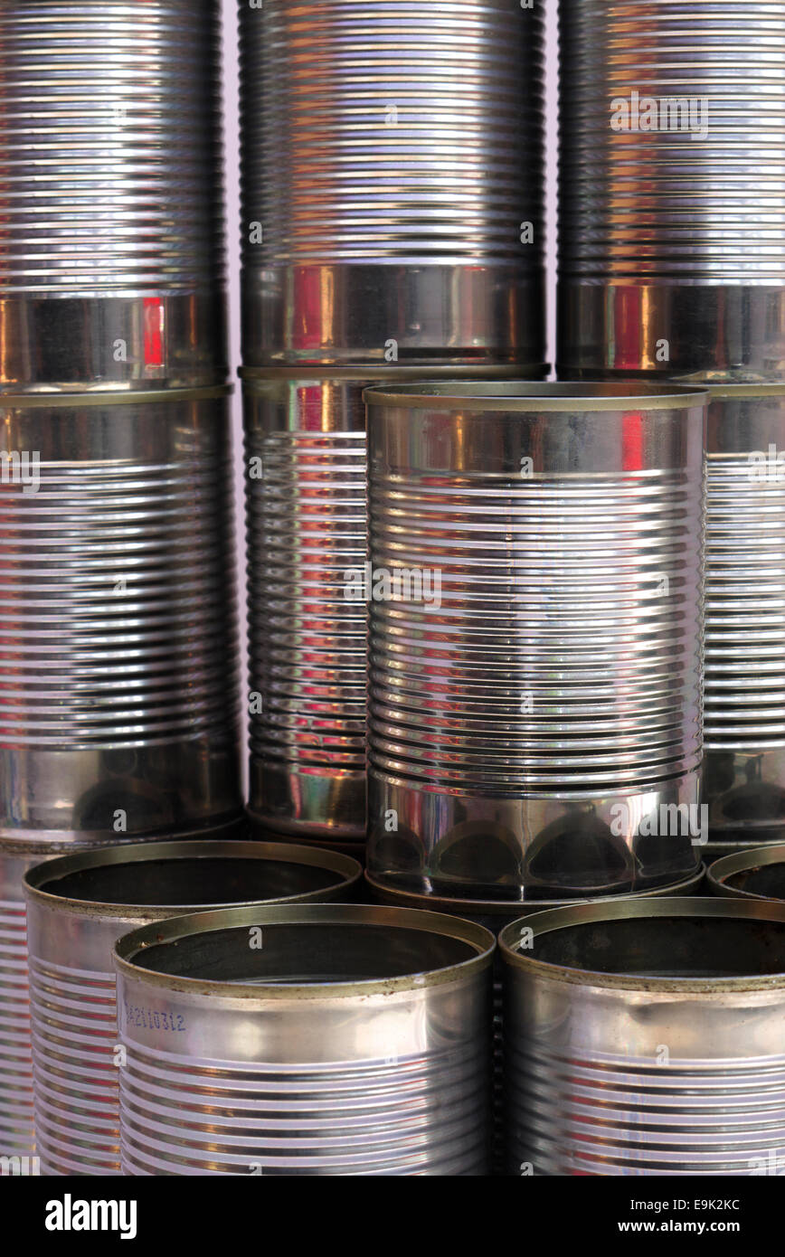 A close view of a stack of cans Stock Photo - Alamy