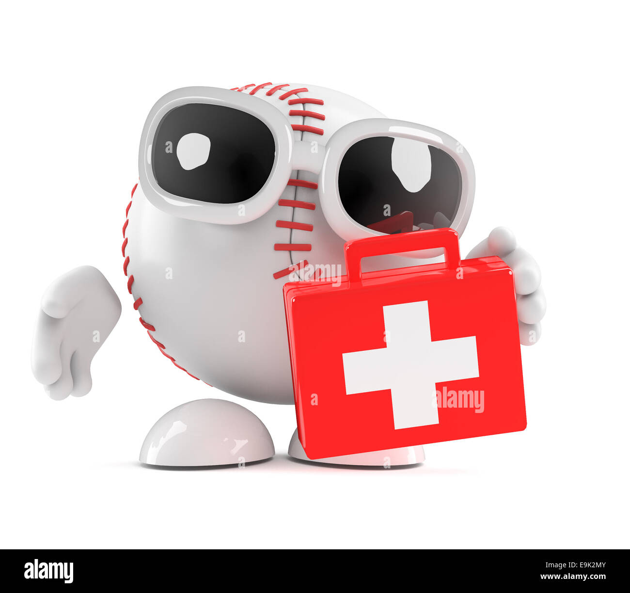 3d render of a baseball character holding a first aid kit Stock Photo ...