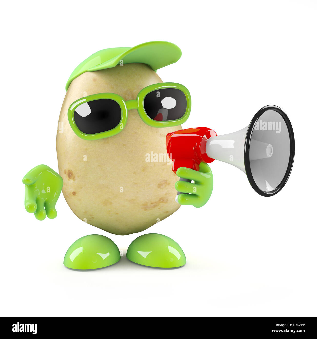 3d render of a potato character with a megaphone Stock Photo - Alamy