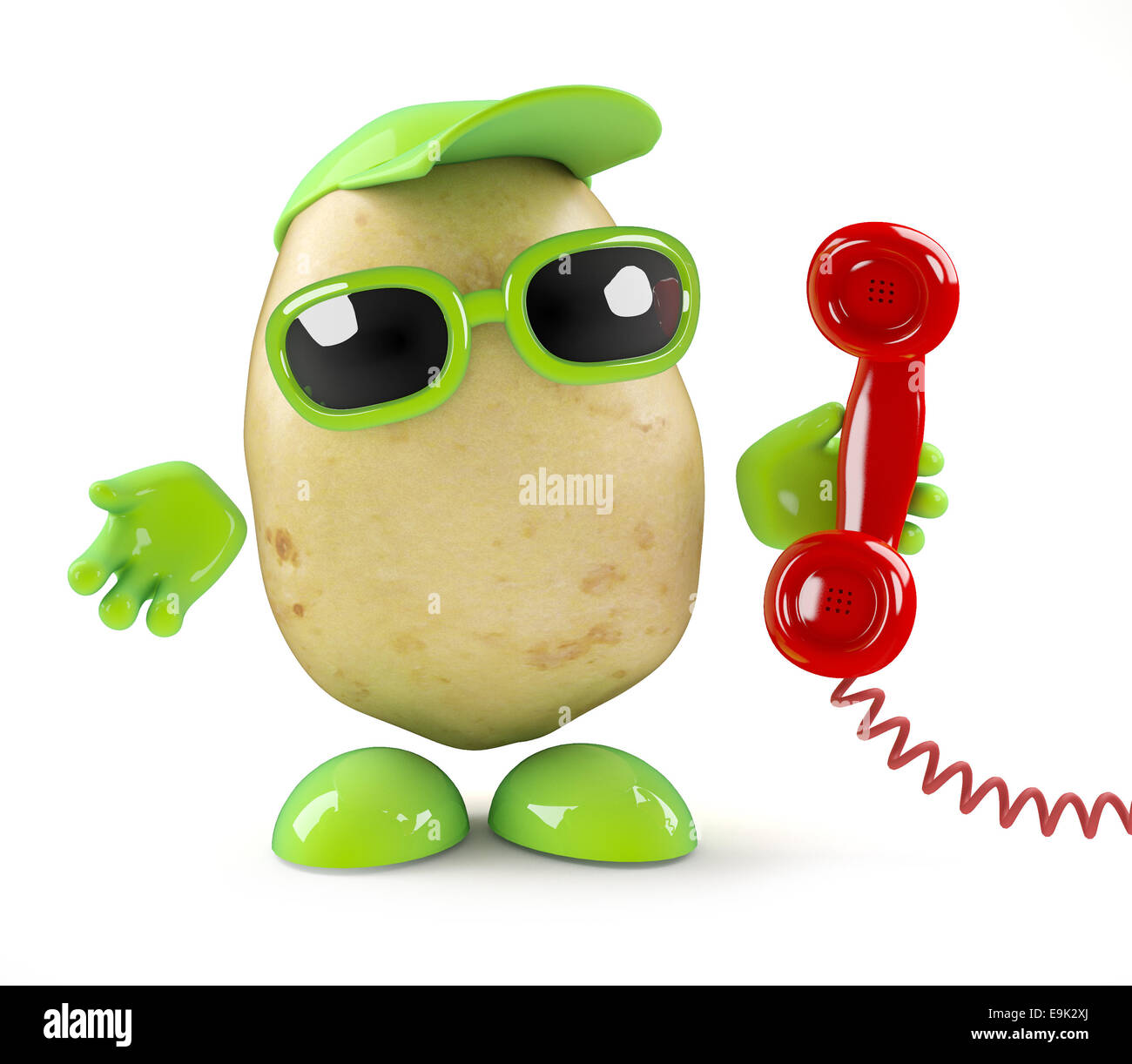 3d render of a potato character hold a telephone handset Stock Photo ...