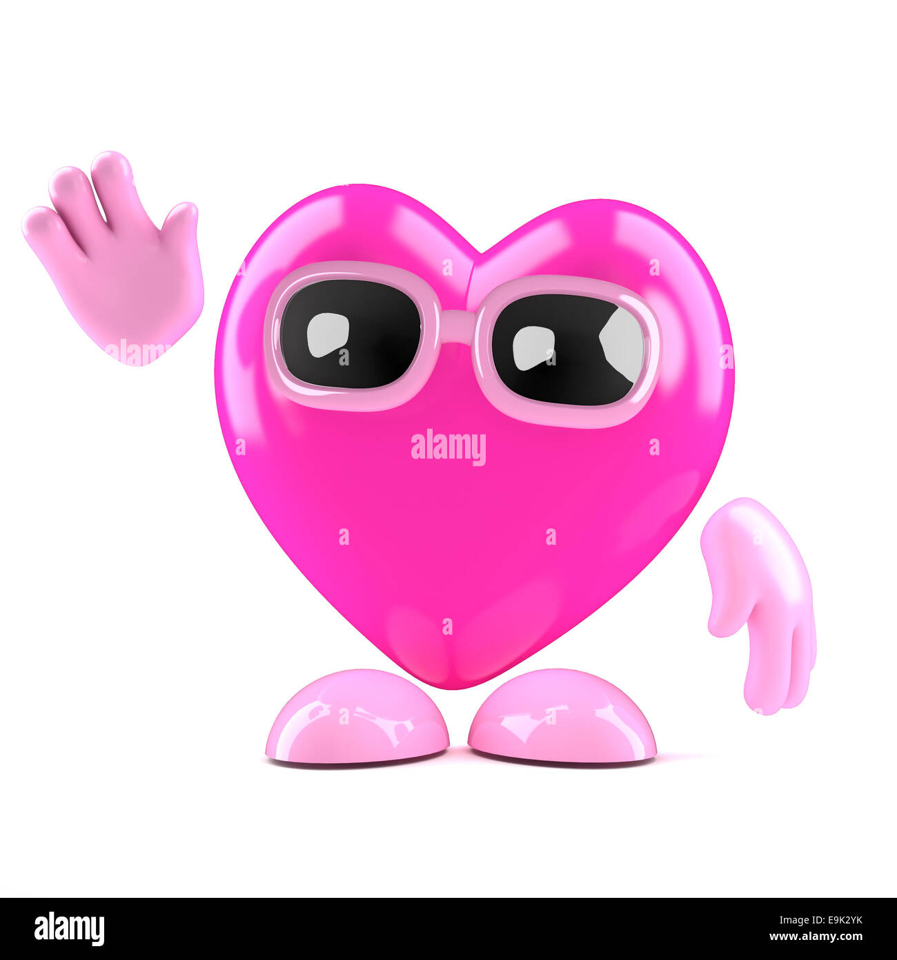 3d render of a heart character waving hello Stock Photo - Alamy