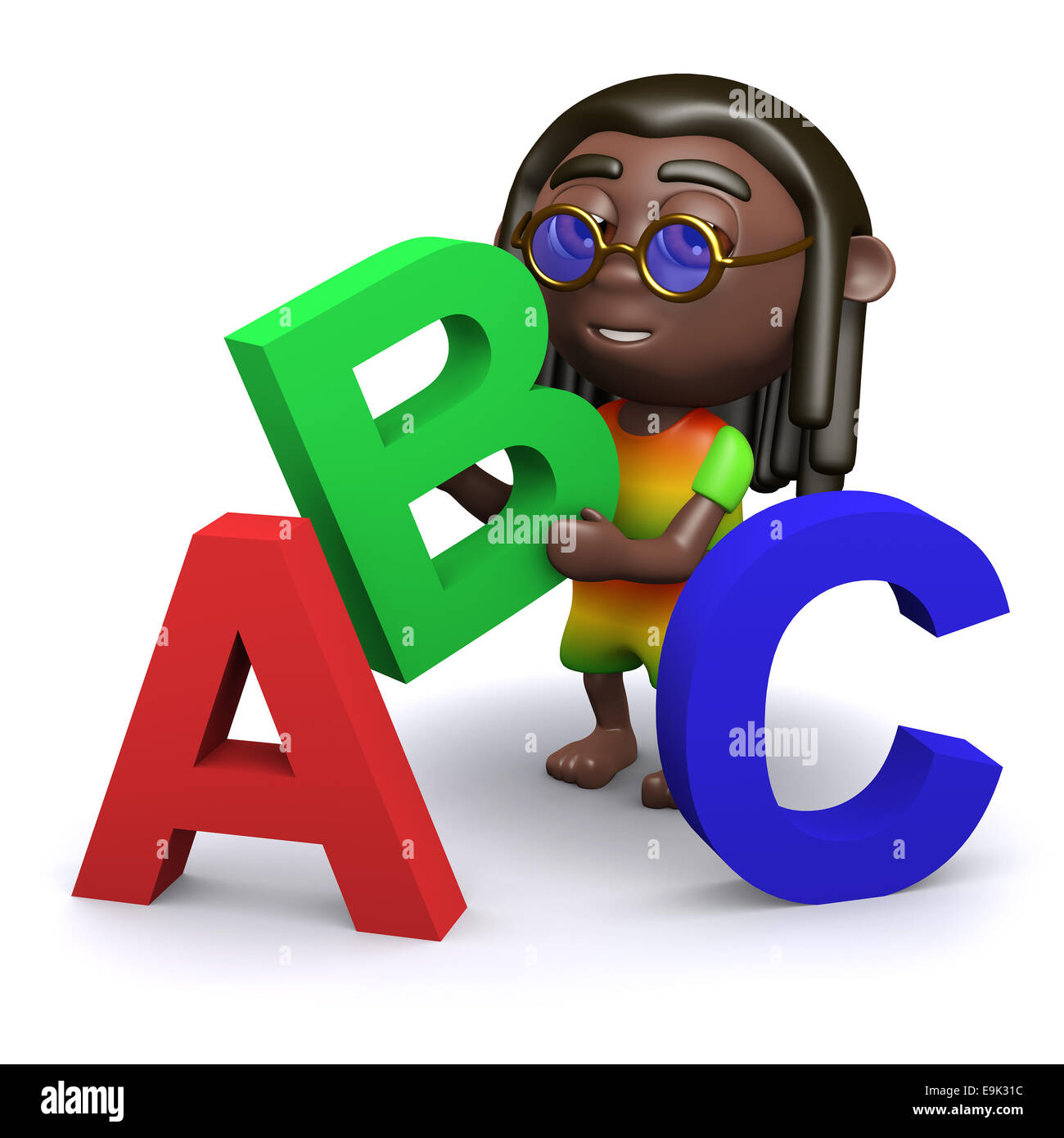 3d render of a rastafarian with letters of the alphabet Stock Photo - Alamy