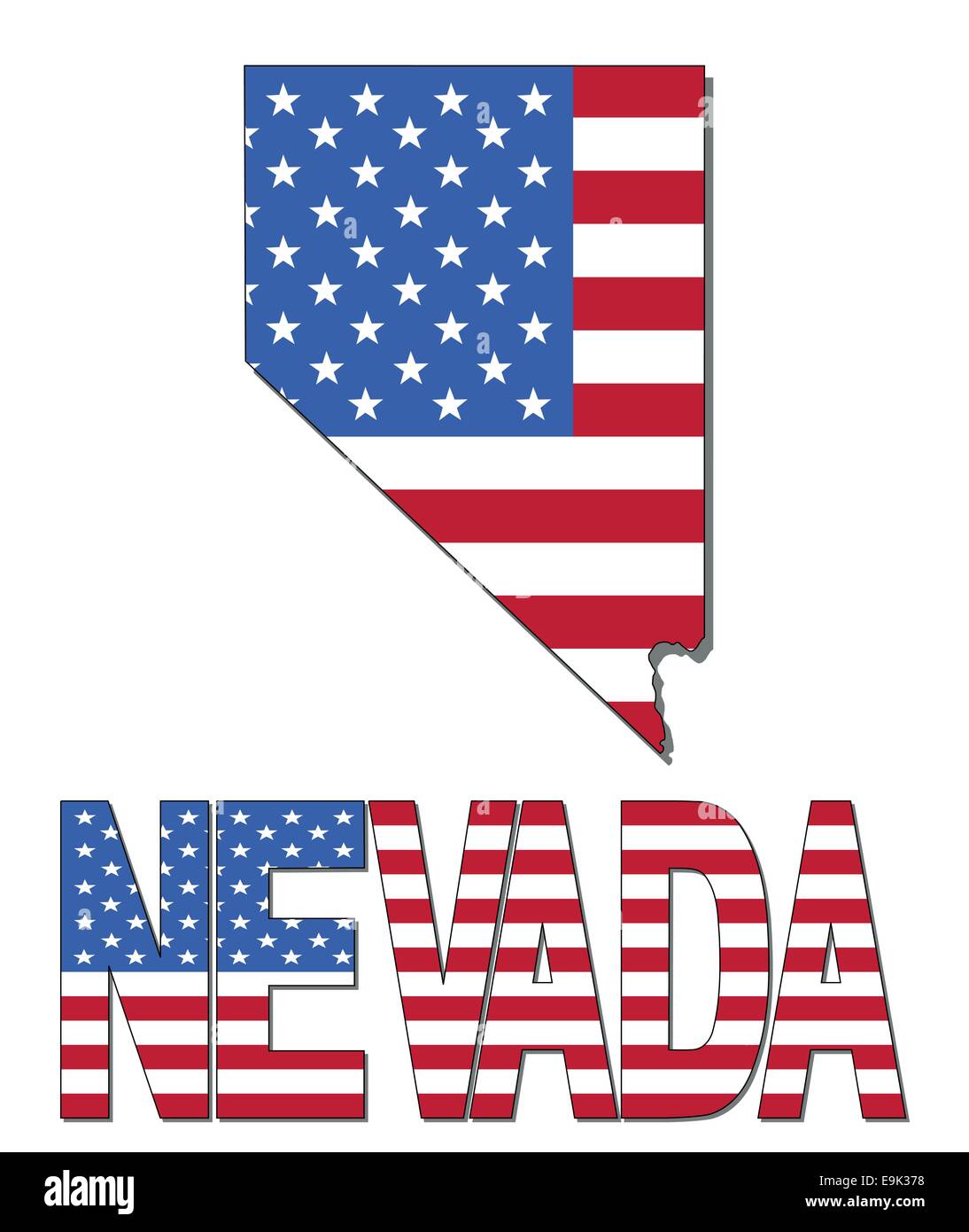 Nevada map flag and text illustration Stock Vector Image & Art - Alamy
