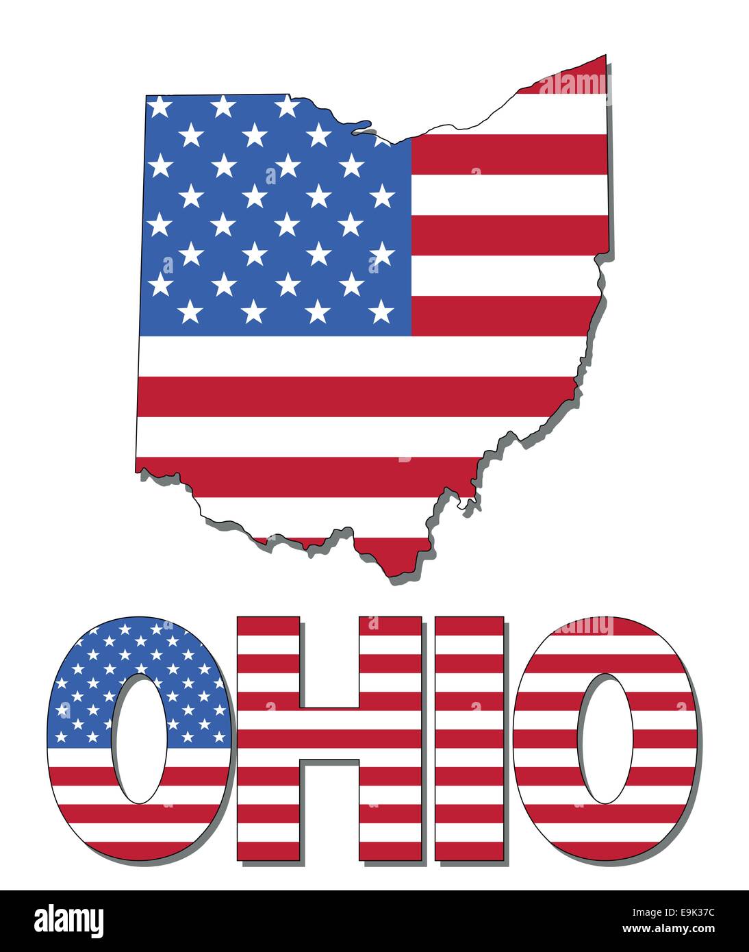 Ohio map flag and text illustration Stock Vector Image & Art - Alamy