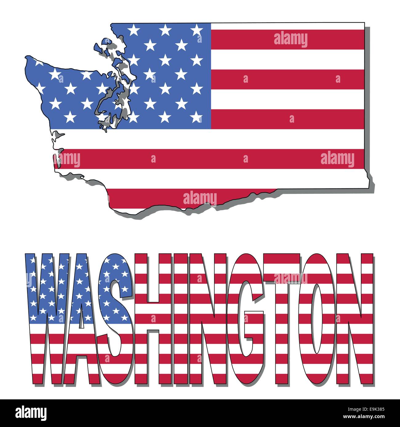 Washington map flag and text illustration Stock Vector Image & Art - Alamy