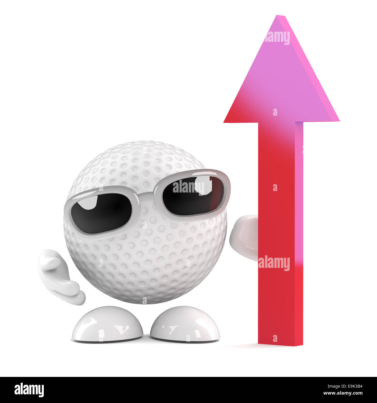 3d render of a golf ball with an arrow pointing upwards Stock Photo - Alamy