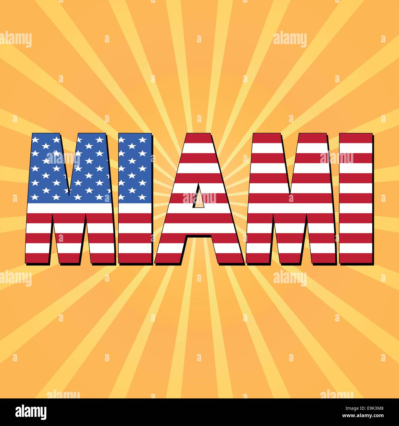 Miami flag text with sunburst illustration Stock Vector Image & Art - Alamy