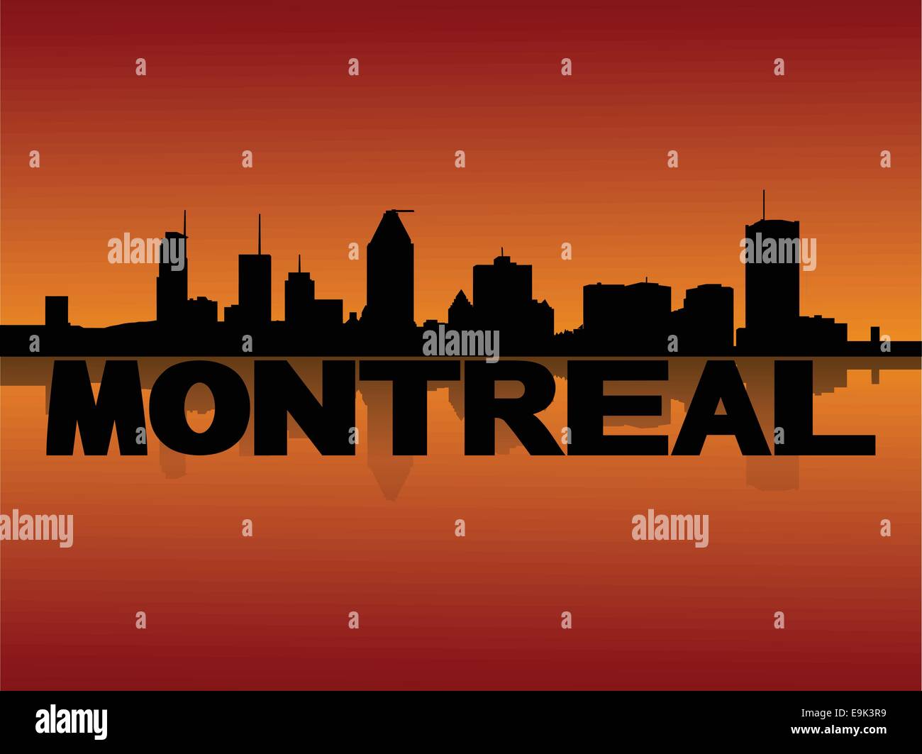 Montreal skyline reflected at sunset vector illustration Stock Vector ...