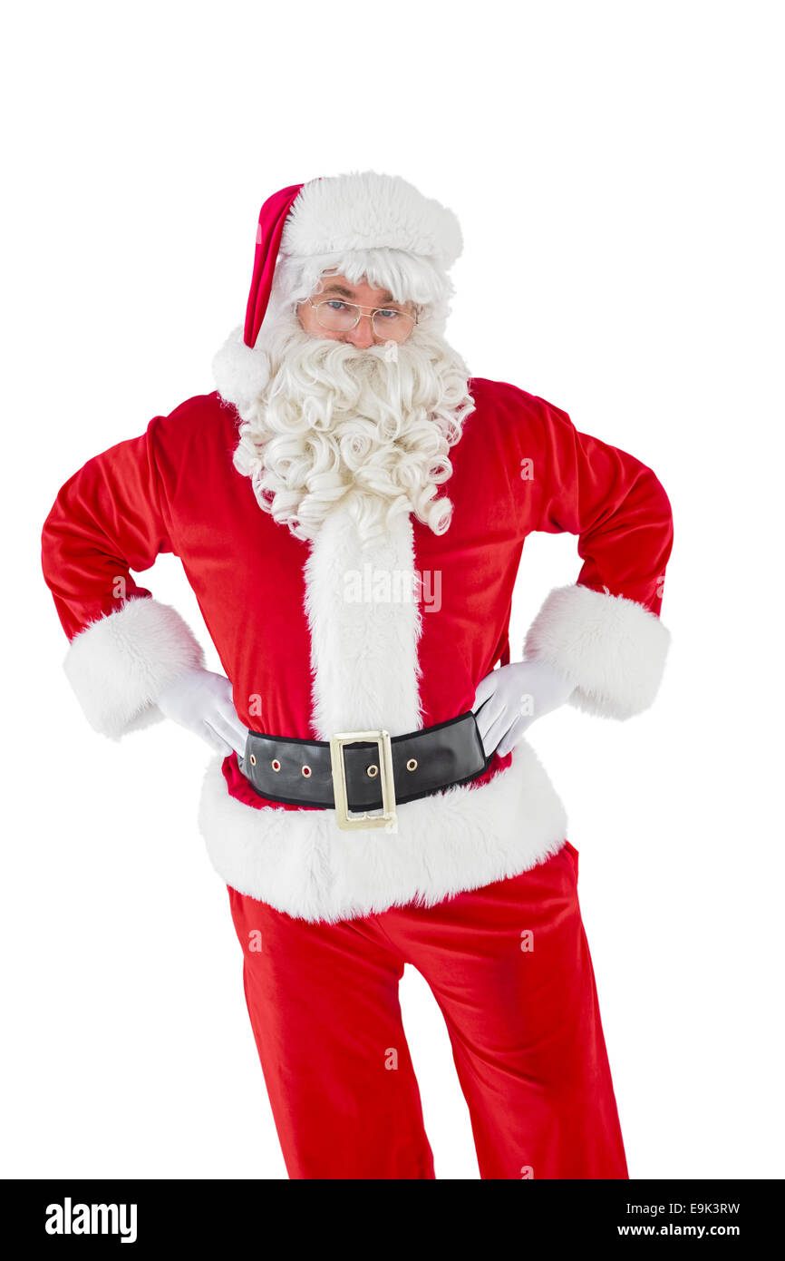 Cheerful santa claus with his hands on hips Stock Photo - Alamy