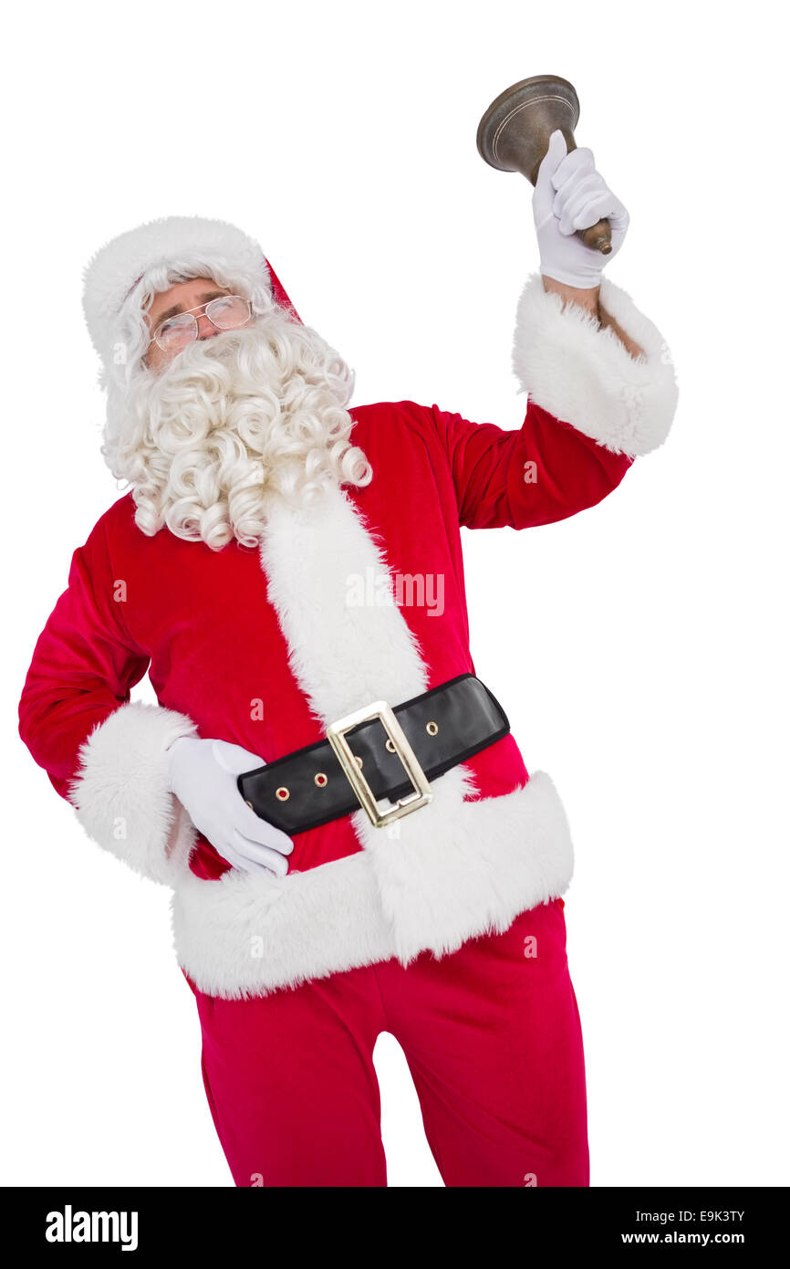 Happy santa ringing a bell Stock Photo - Alamy