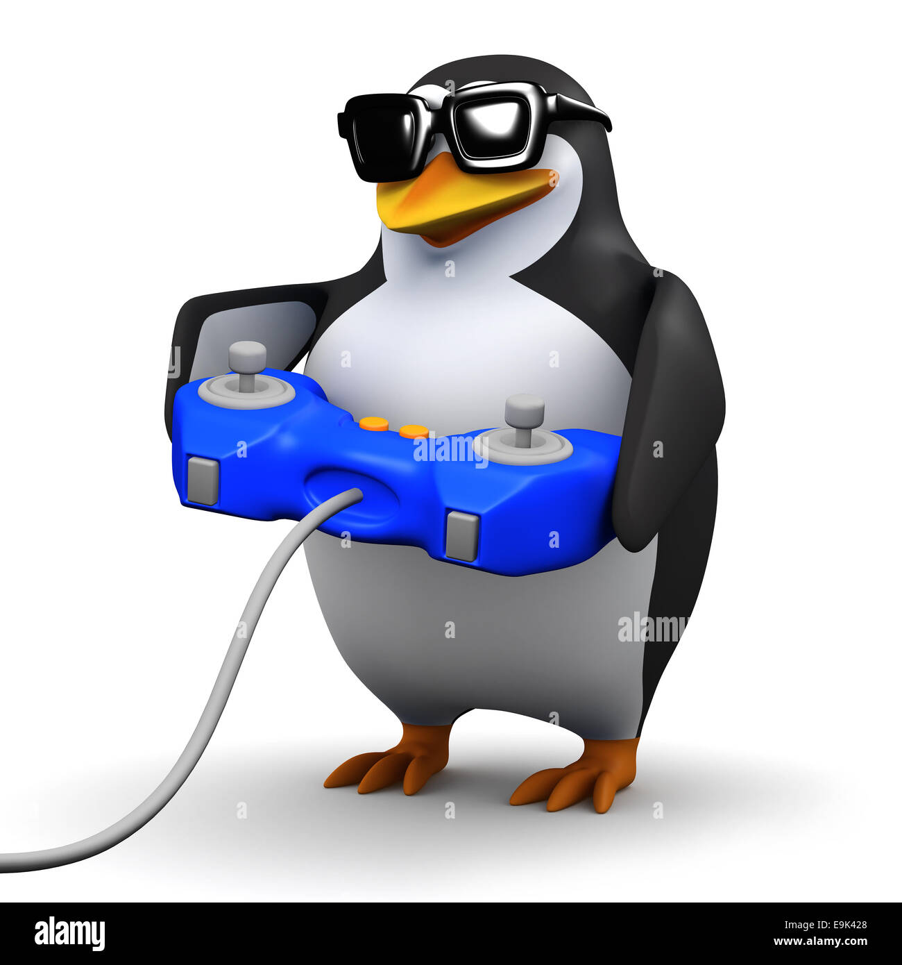 3d render of a penguin playing a videogame Stock Photo - Alamy