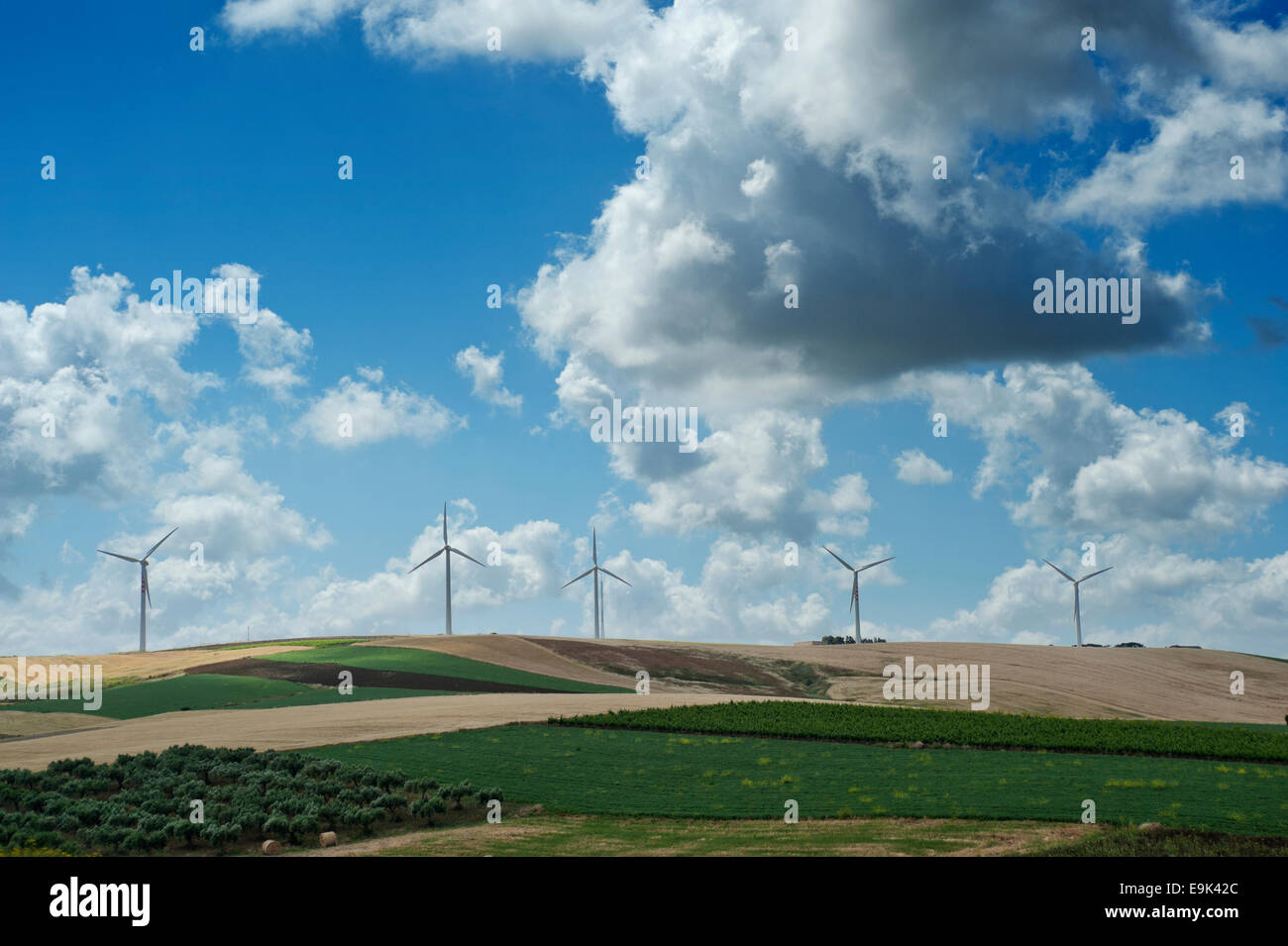 landscape with wind turbines Stock Photo - Alamy