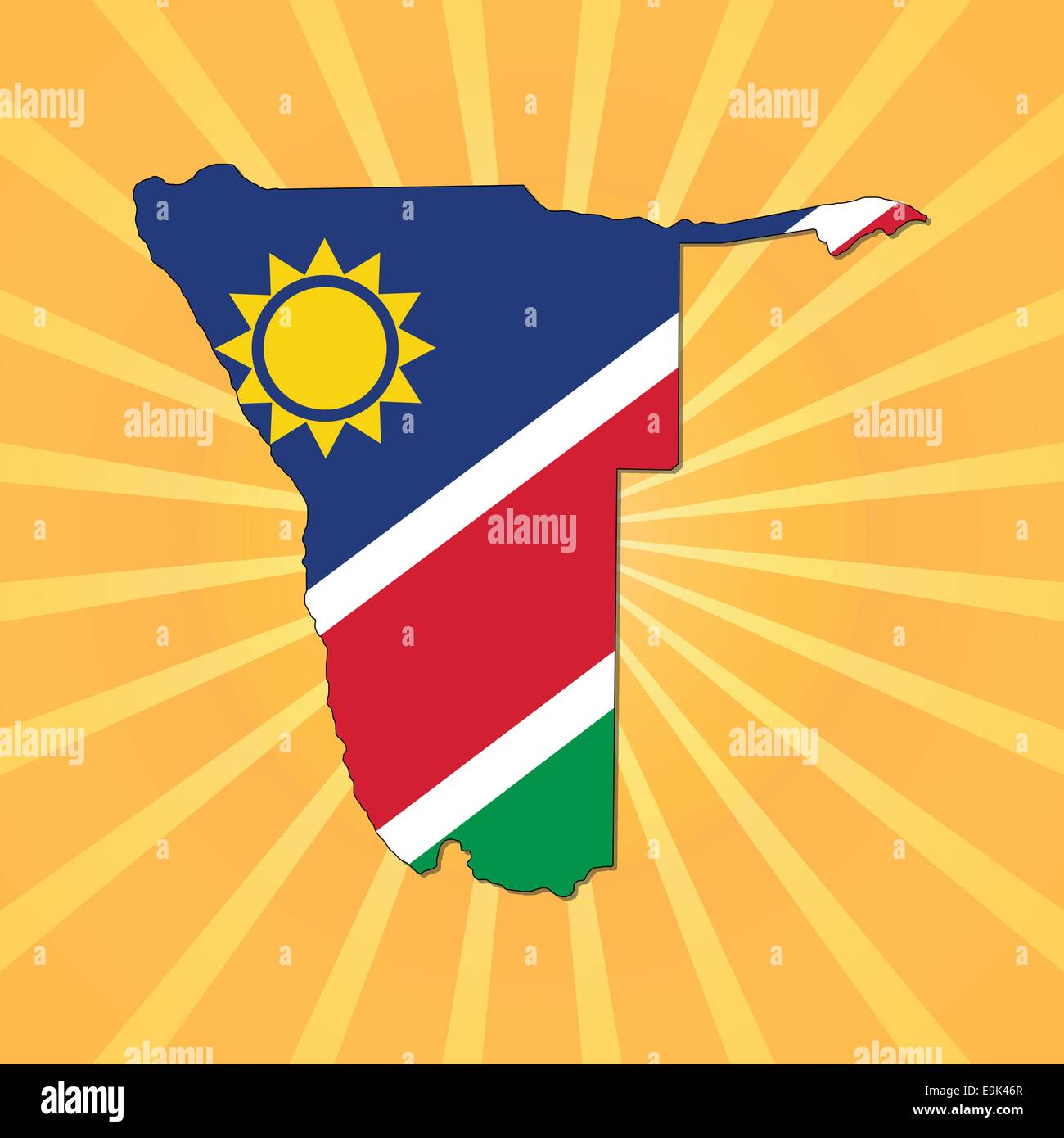 Namibia map flag on sunburst illustration Stock Vector Image & Art - Alamy