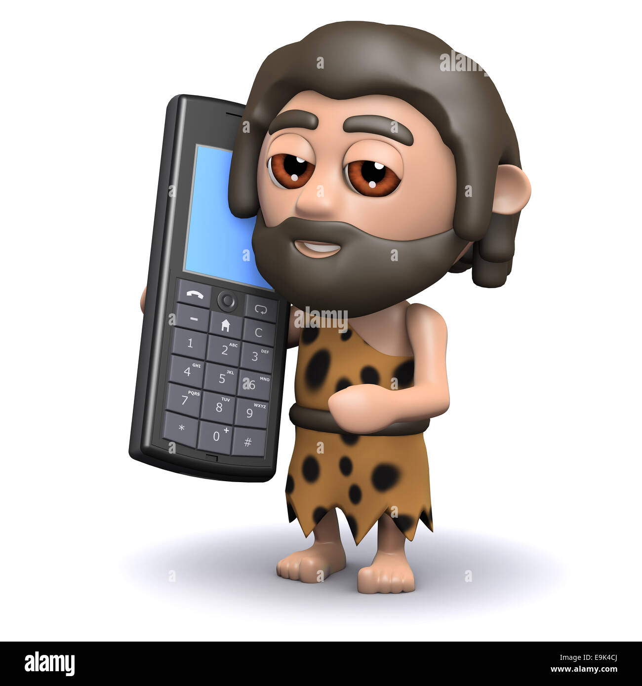 3d render of a caveman with a mobile phone Stock Photo - Alamy