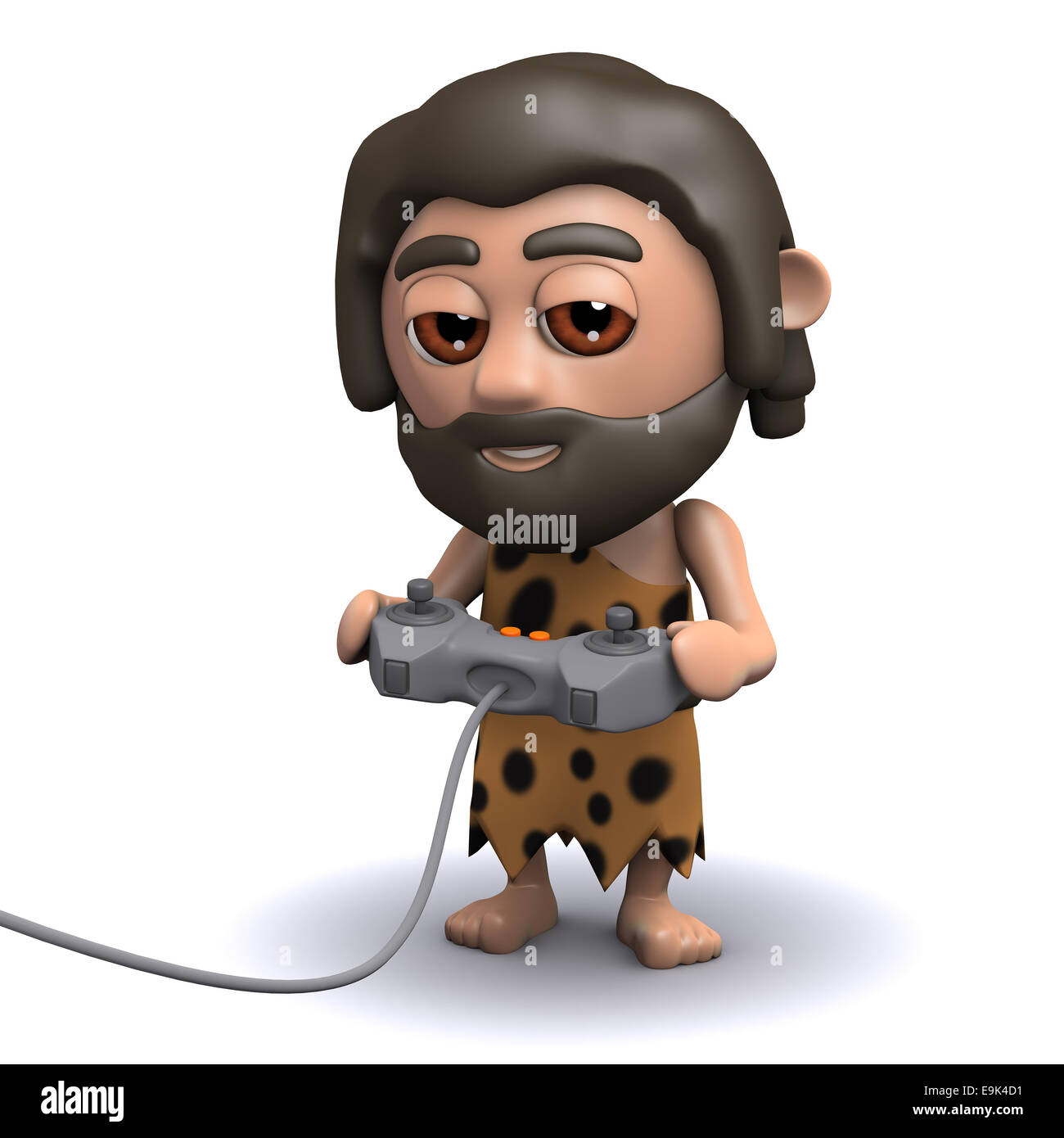 3d render of a caveman playing a video game Stock Photo - Alamy