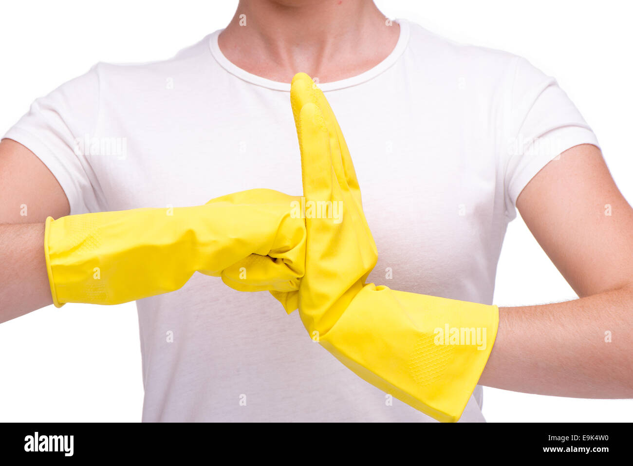 Female hands in yellow gloves Stock Photo - Alamy