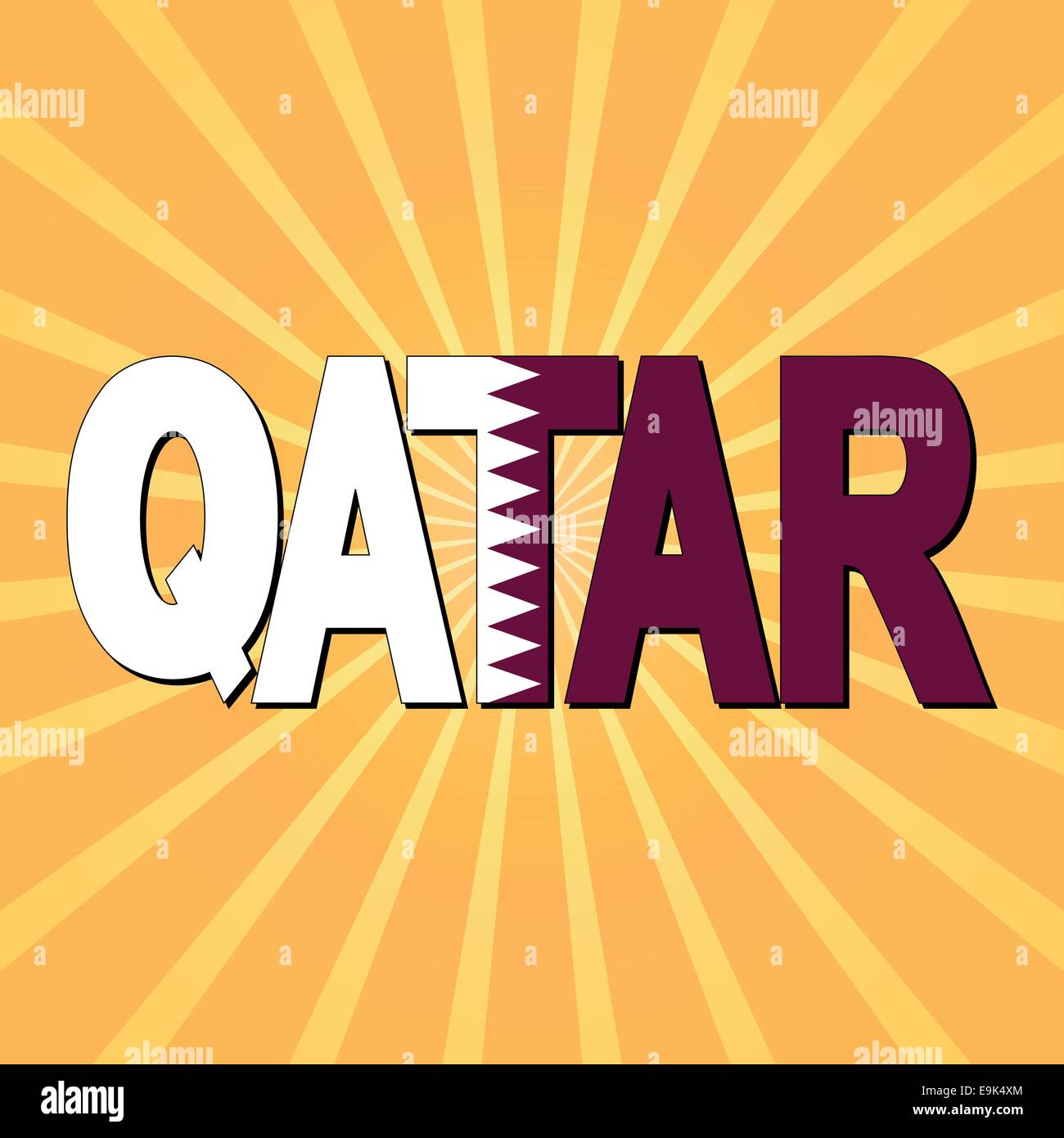 Qatar flag text with sunburst illustration Stock Vector Image & Art - Alamy