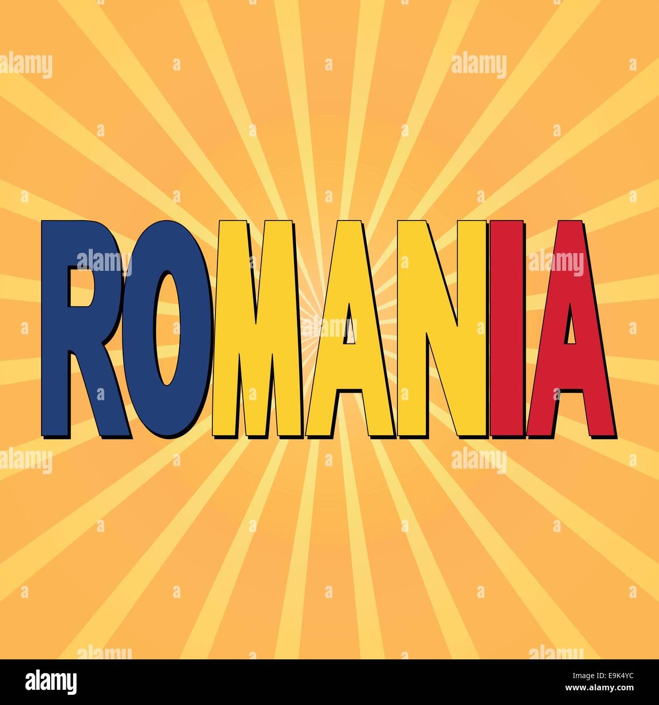 Romania flag text with sunburst illustration Stock Vector Image & Art ...