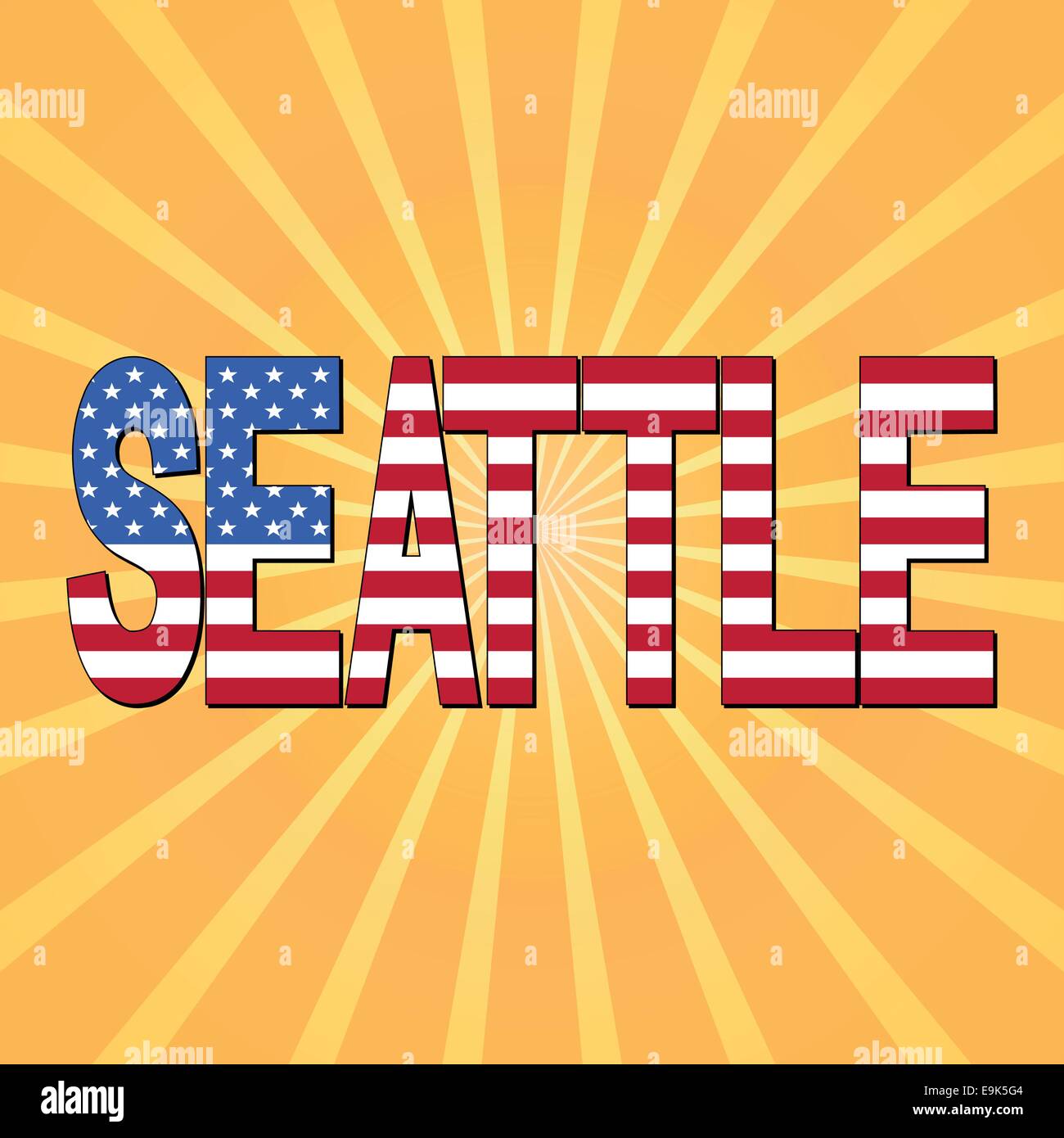 Seattle flag text with sunburst illustration Stock Vector Image & Art ...
