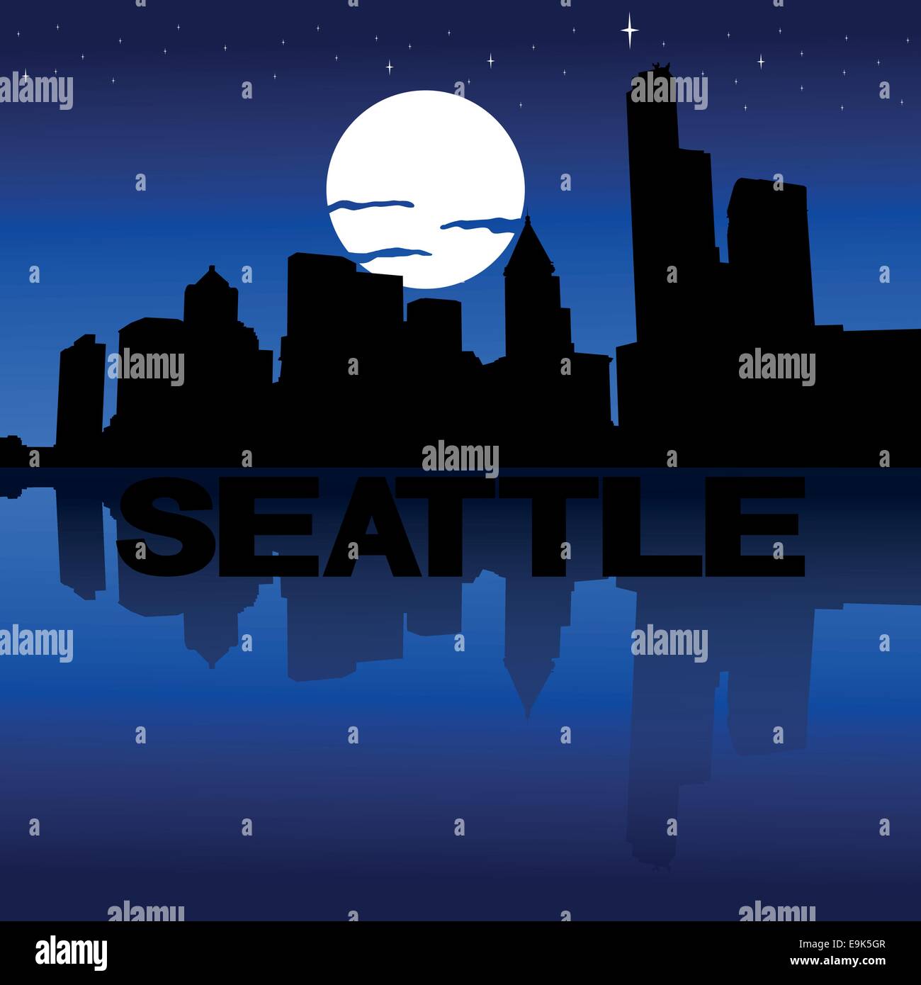 Seattle night moon Stock Vector Images - Alamy