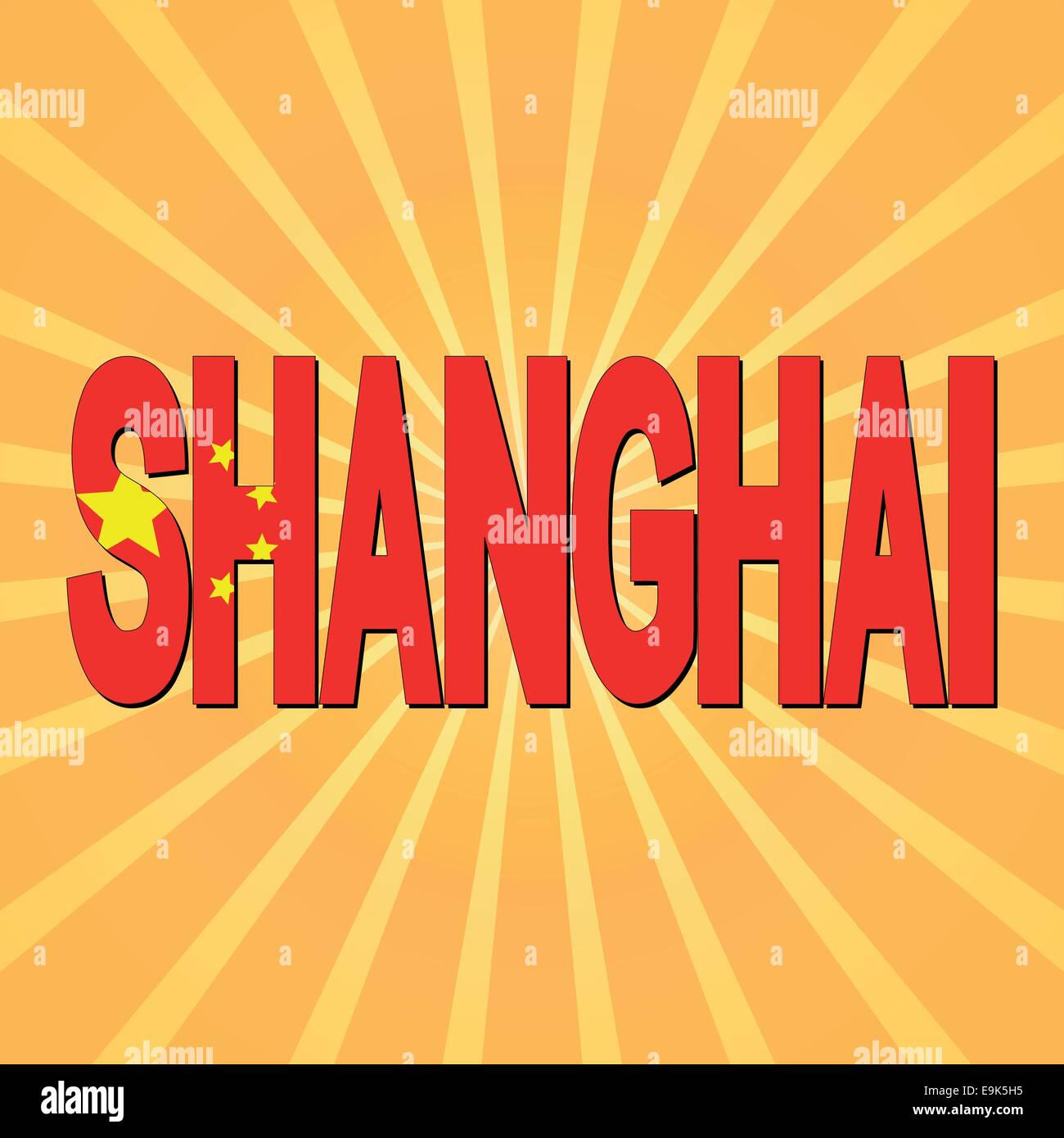 Shanghai flag text with sunburst illustration Stock Vector Image & Art ...