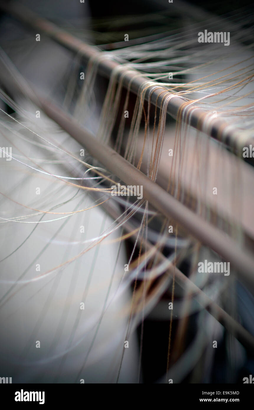 cotton threads on loom Stock Photo - Alamy