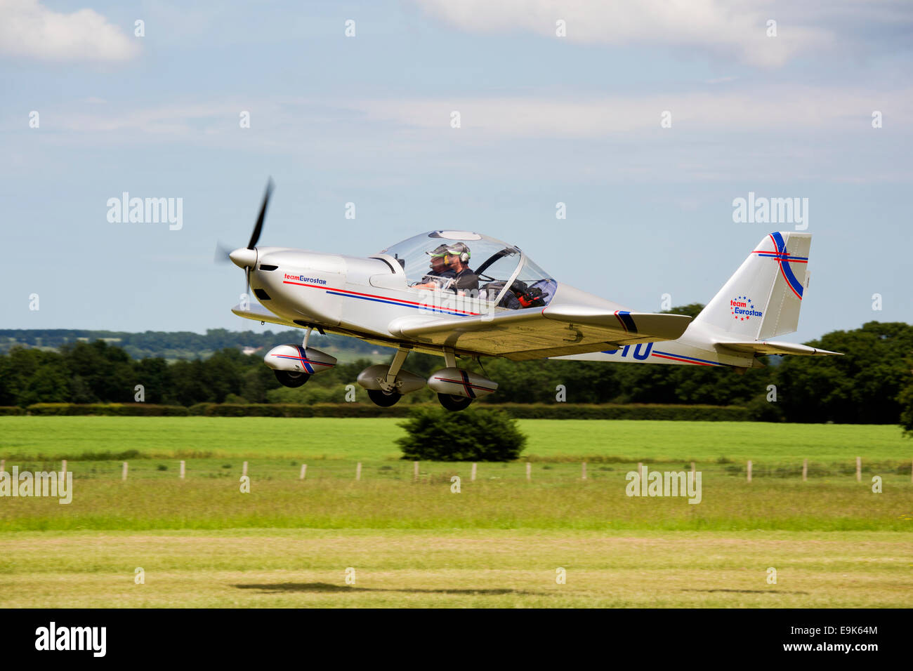 Aerotechnik EV-97 Team Eurostar G-CDTU taking off from grass runway at ...