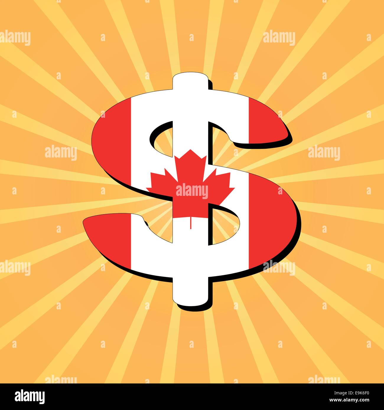 Canada dollar symbol on sunburst illustration Stock Vector Image & Art ...