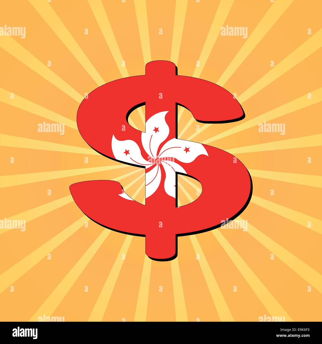 Hong Kong dollar symbol on sunburst illustration Stock Vector Image ...