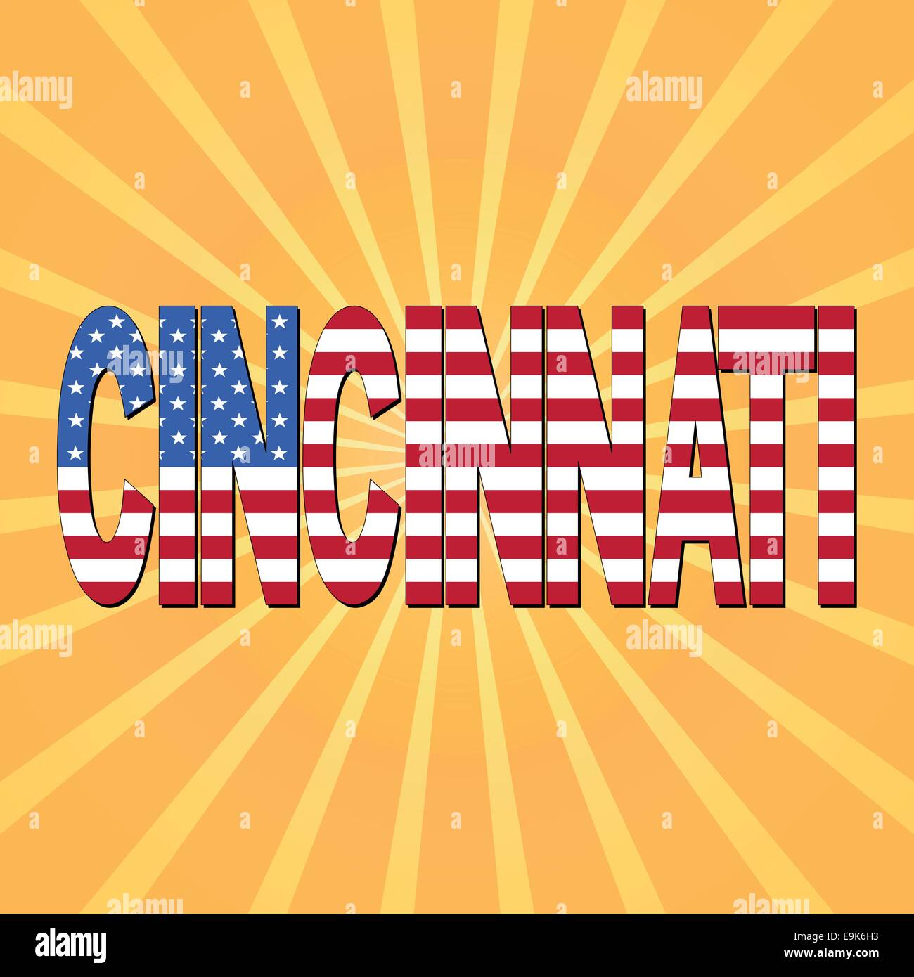 Cincinnati flag text with sunburst illustration Stock Vector Image ...