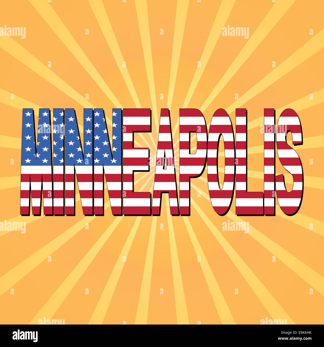 Minneapolis flag text with sunburst illustration Stock Vector Image ...