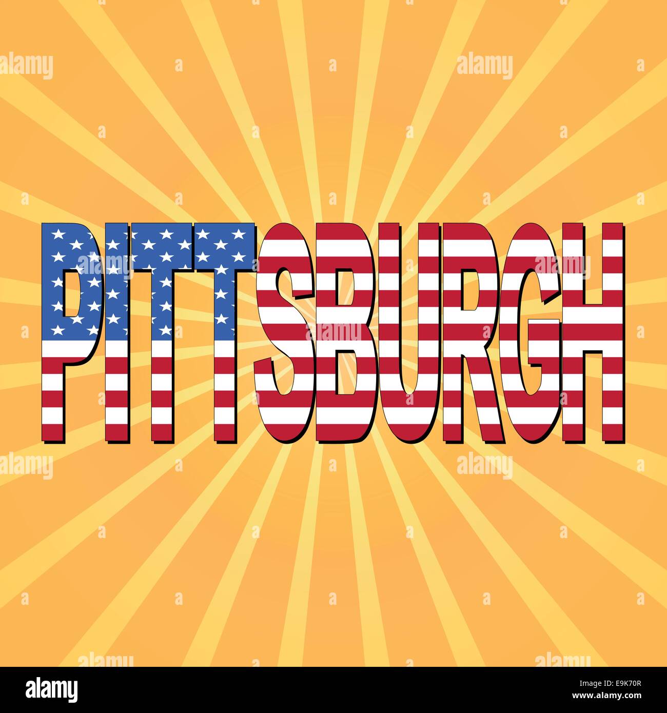 Pittsburgh flag text with sunburst illustration Stock Vector Image ...
