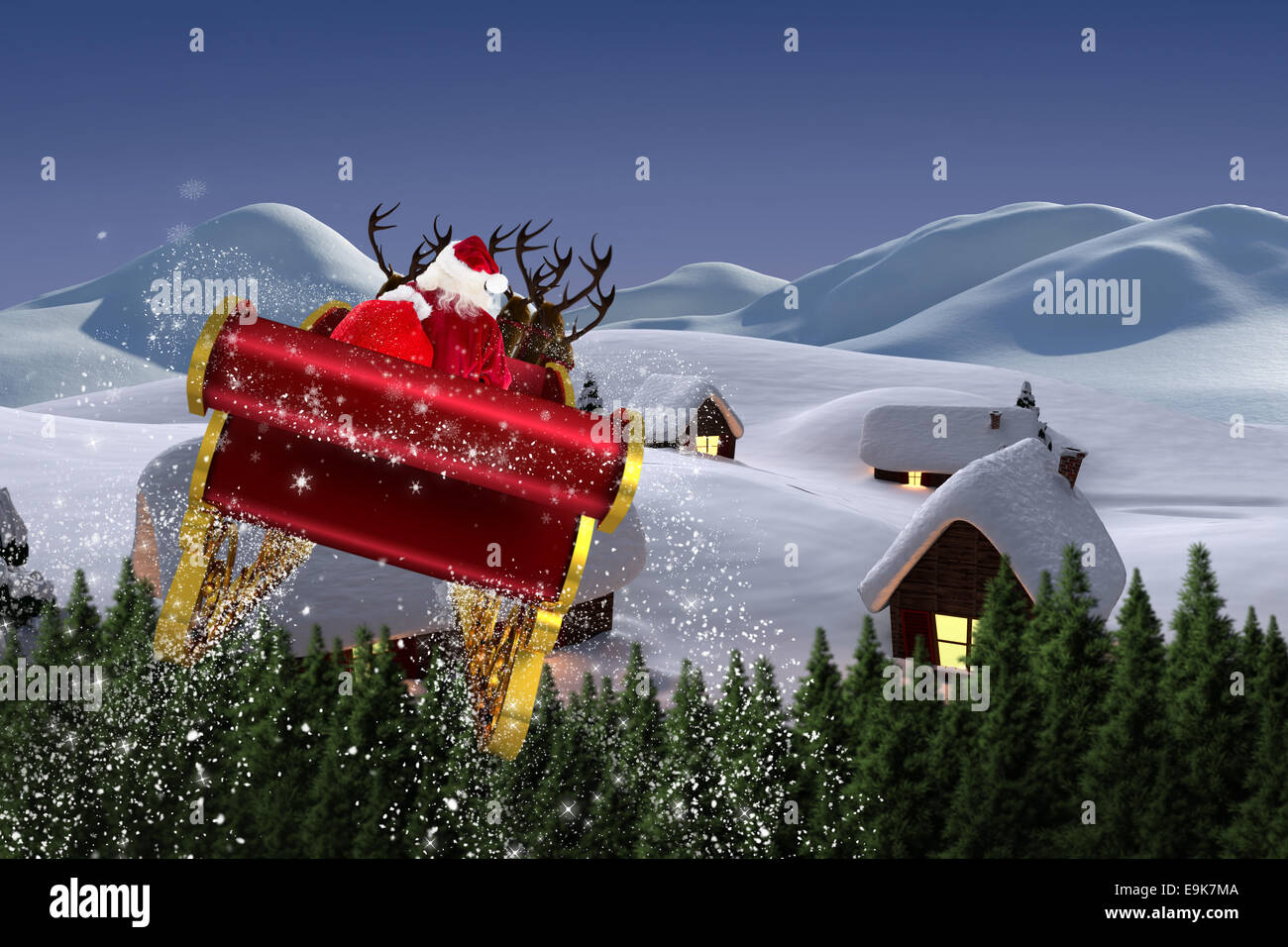 Father christmas santa claus roof sleigh snow hi-res stock photography ...