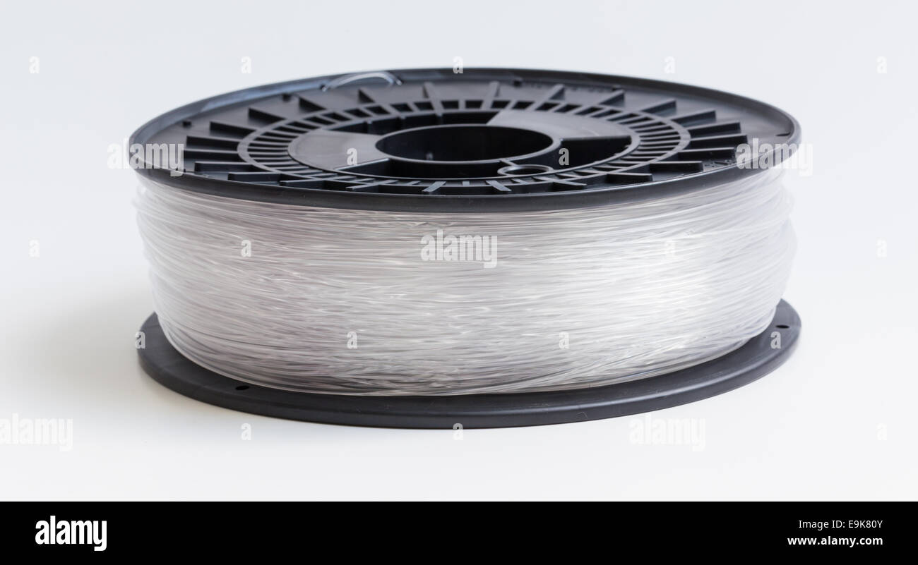Filament for 3D Printer crystal clear bright background Stock Photo - Alamy