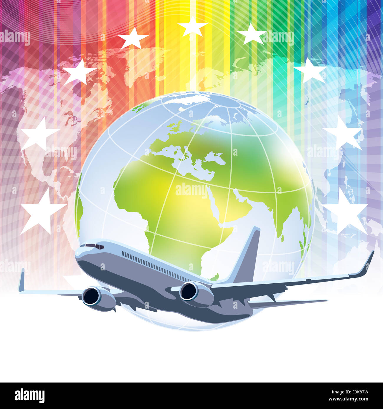 World map airplane flying illustration hi-res stock photography and ...
