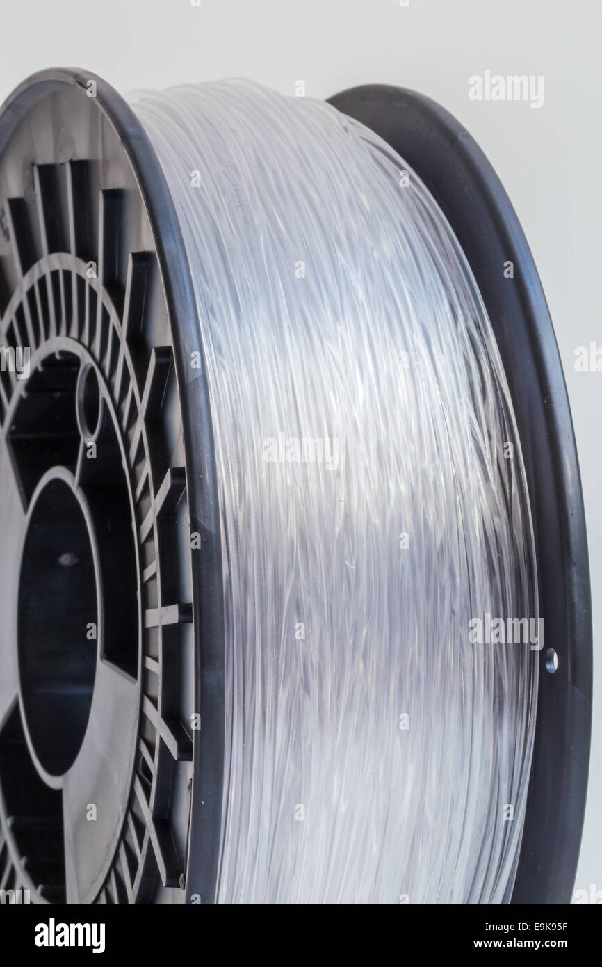 Filament for 3D Printer crystal clear bright background Stock Photo - Alamy