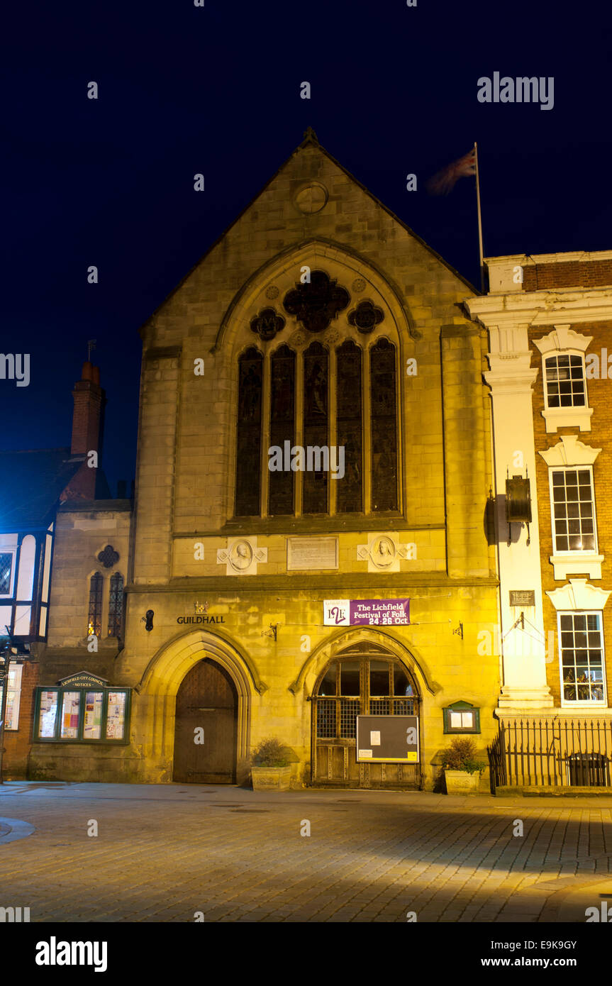 The Guildhall at night, Bore Street, Lichfield, Staffordshire, England ...