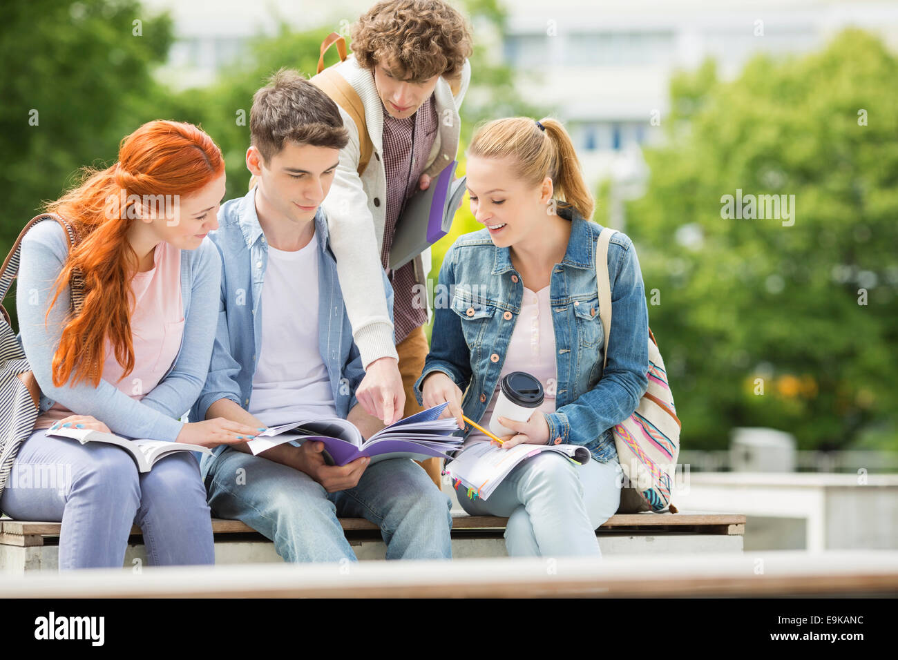Group of friends studying together at university campus Stock Photo - Alamy