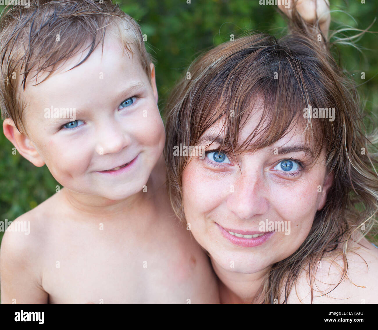 Mother son bathing in river hi-res stock photography and images - Alamy