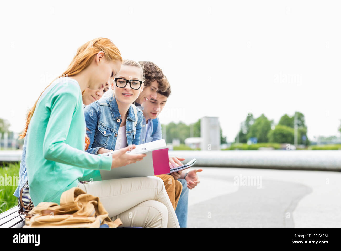 University students studying together at park Stock Photo - Alamy