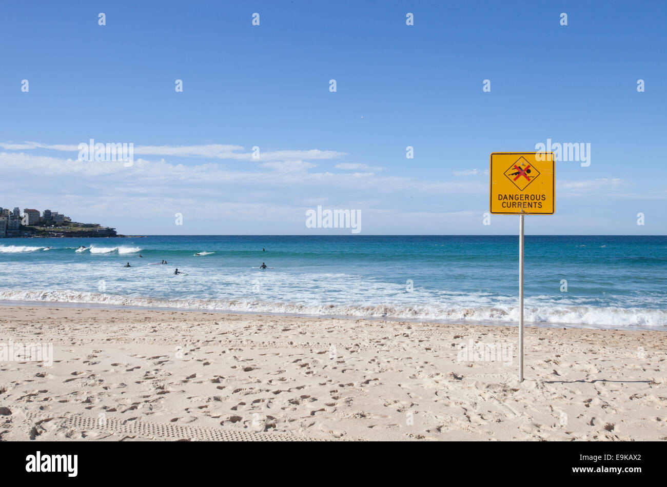 "Dangerous Current" sign on Bondi beach, Sydney, Australia Stock Photo ...