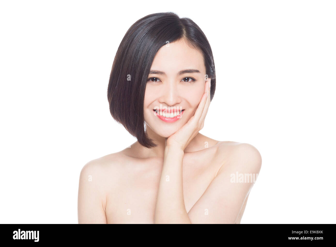 chinese woman facial expressions, white background Stock Photo - Alamy