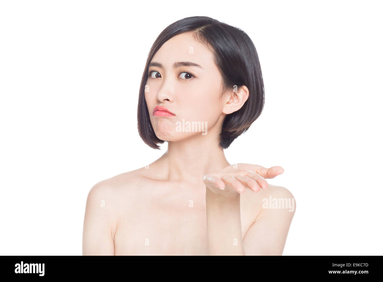 chinese woman facial expressions, white background Stock Photo - Alamy