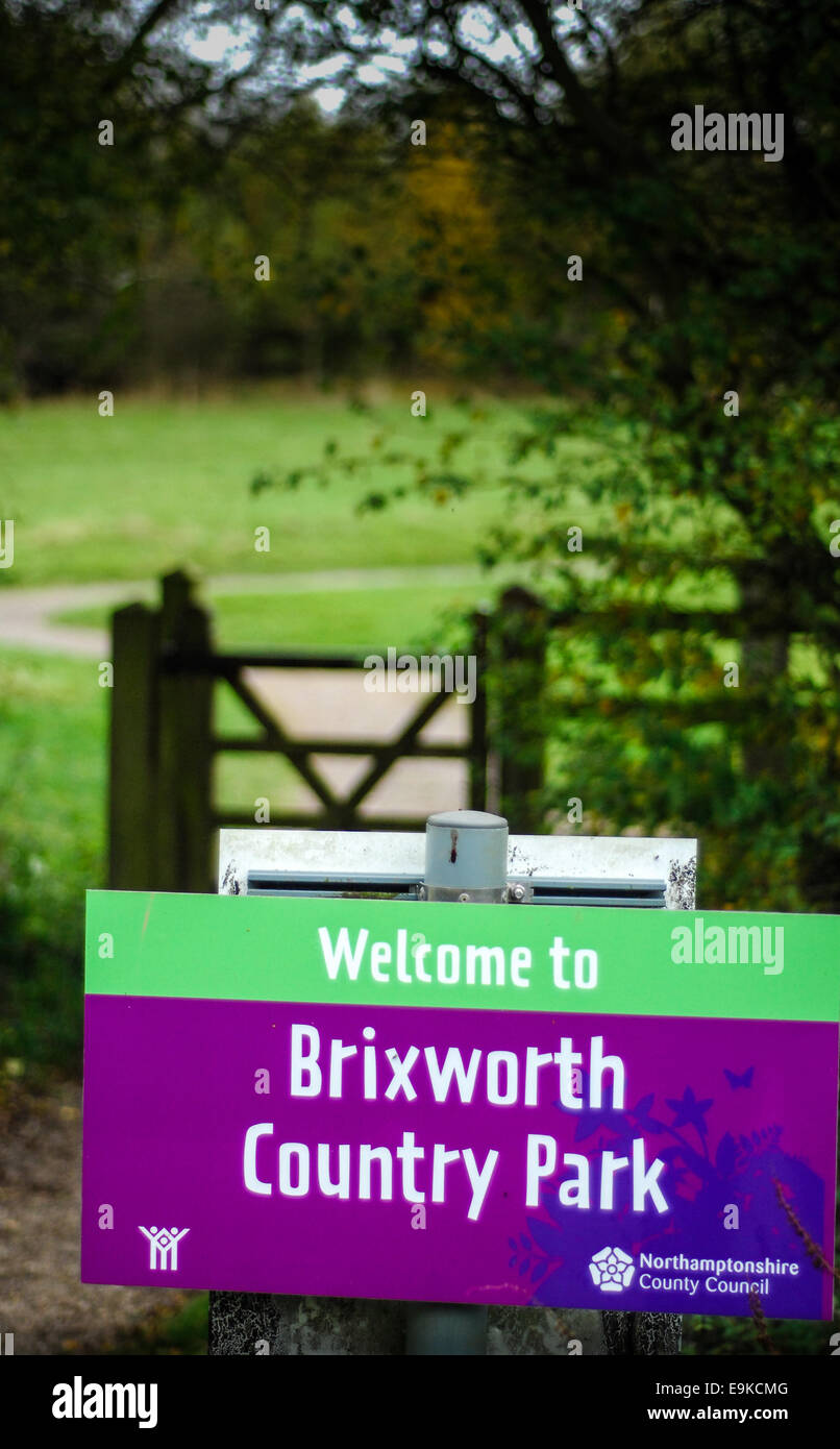 Brixworth Country Park sign Northamptonshire UK Stock Photo - Alamy