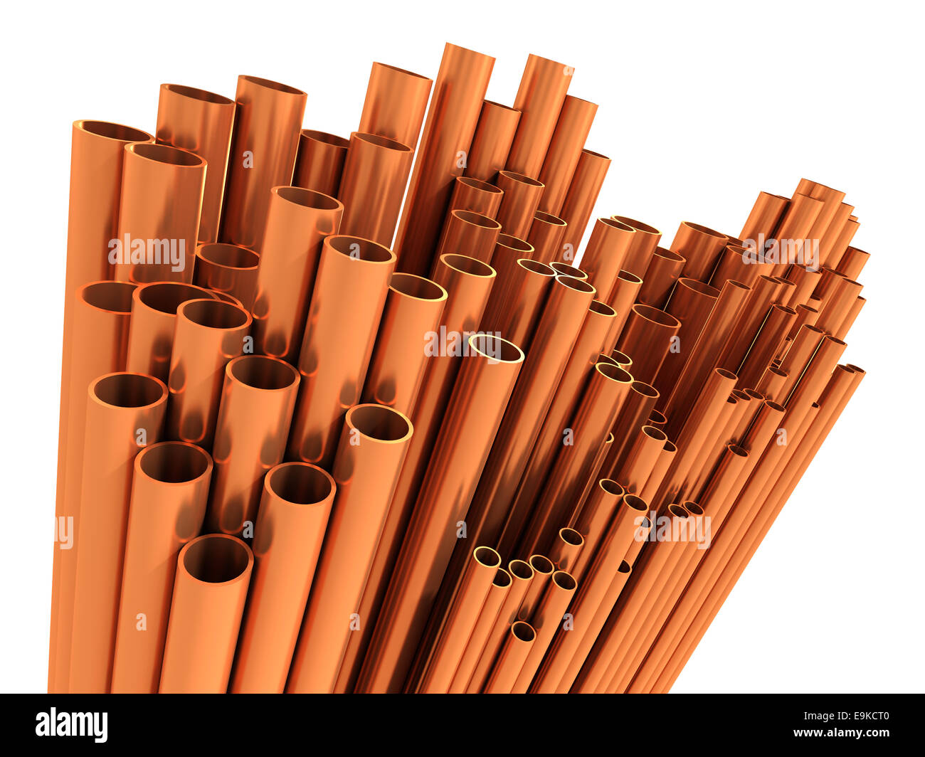 3d render of various sizes of copper pipes Stock Photo - Alamy