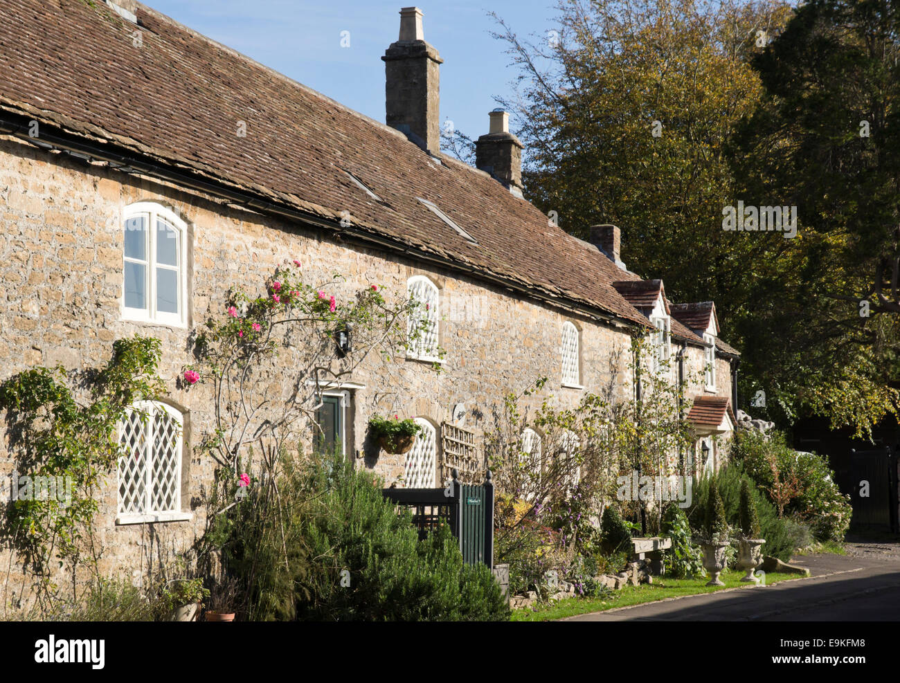 Mells a village in the Somerset Countryside England UK Row of stone ...