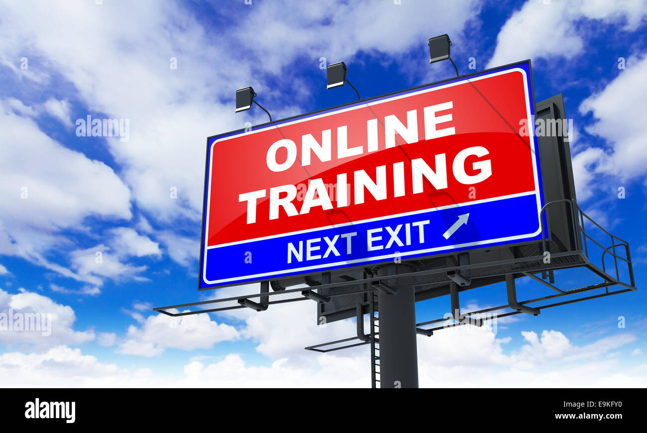 Online Training - Red Billboard on Sky Background. Business Concept ...