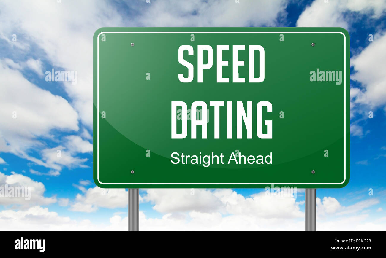 Highway Signpost with Speed Dating wording on Sky Background Stock ...